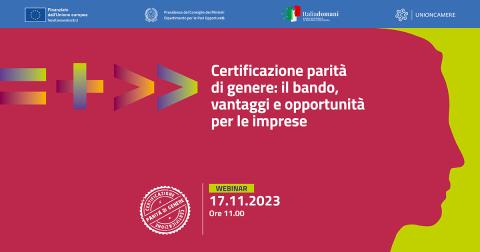 Webinar sulla certificazione di parità di genere | Unioncamere